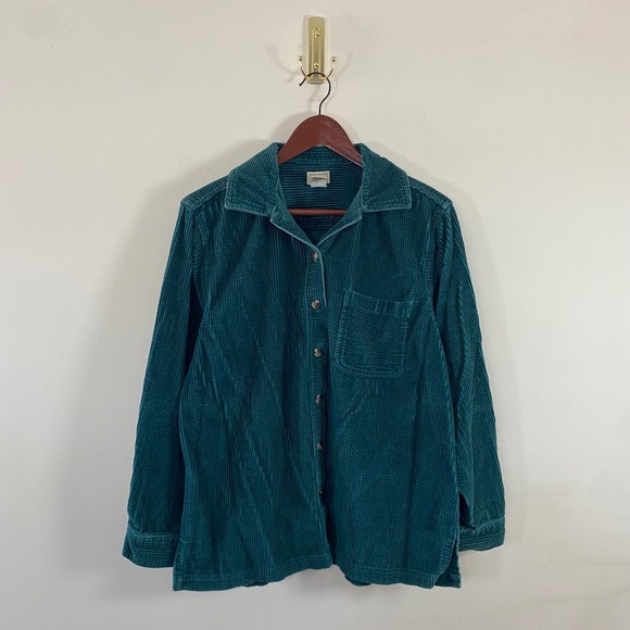 L.L. Bean | Tops | Ll Bean Corduroy Button Up Shirt Emerald Green ...
